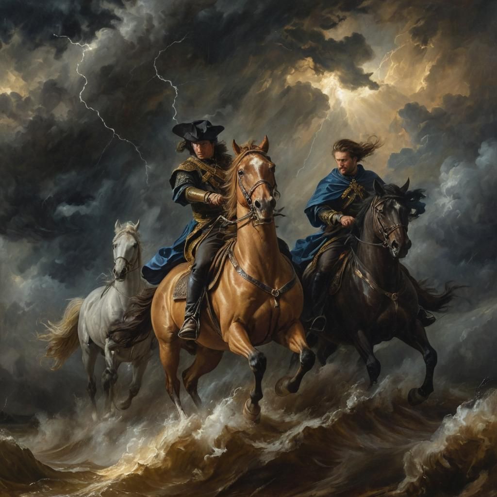 Riders, classical oil painting - Riders, classical oil paint...