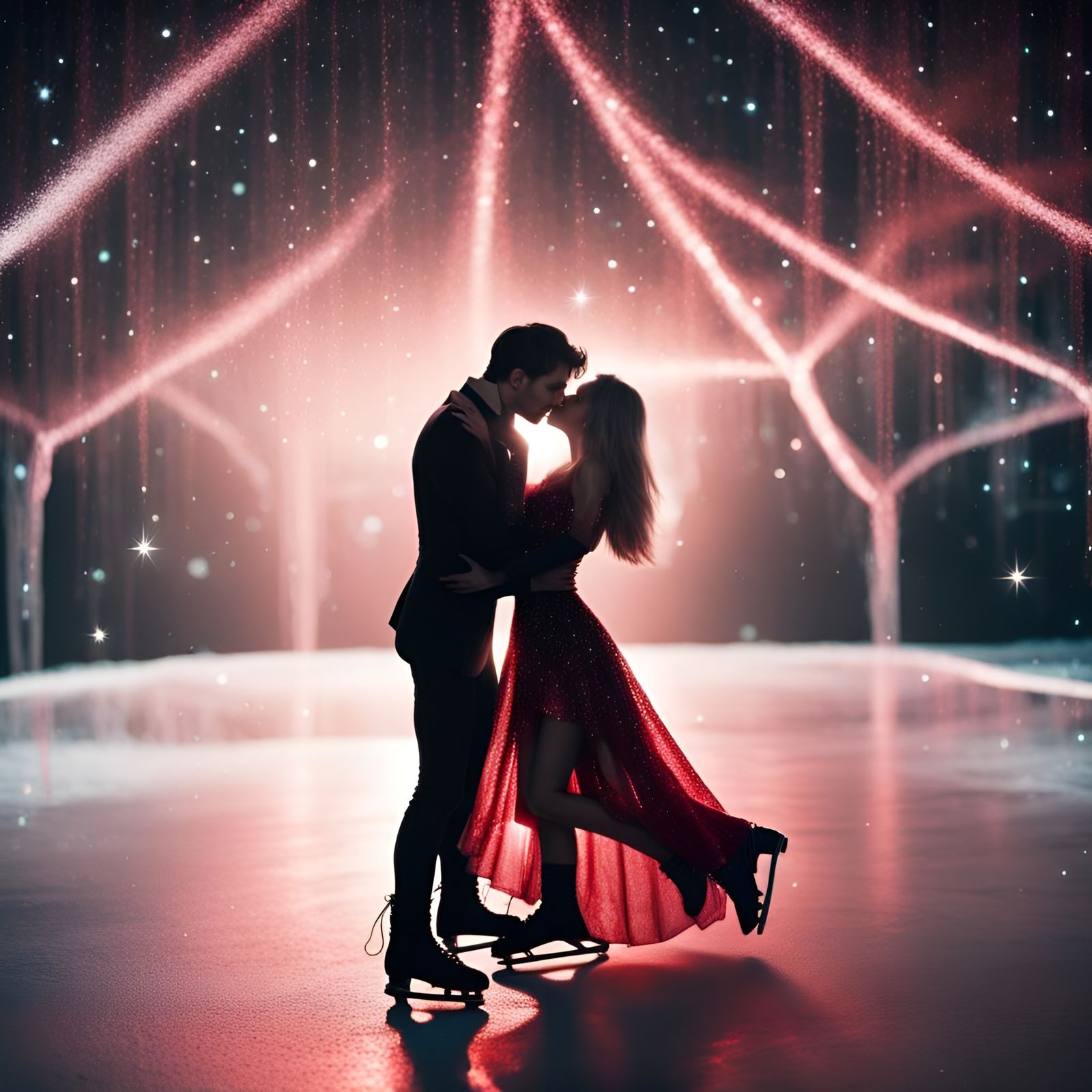 Ice skating romance - AI Generated Artwork - NightCafe Creator