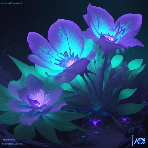 Bioluminescent ultraviolet neon fluorescent flowers 16k resolution ...