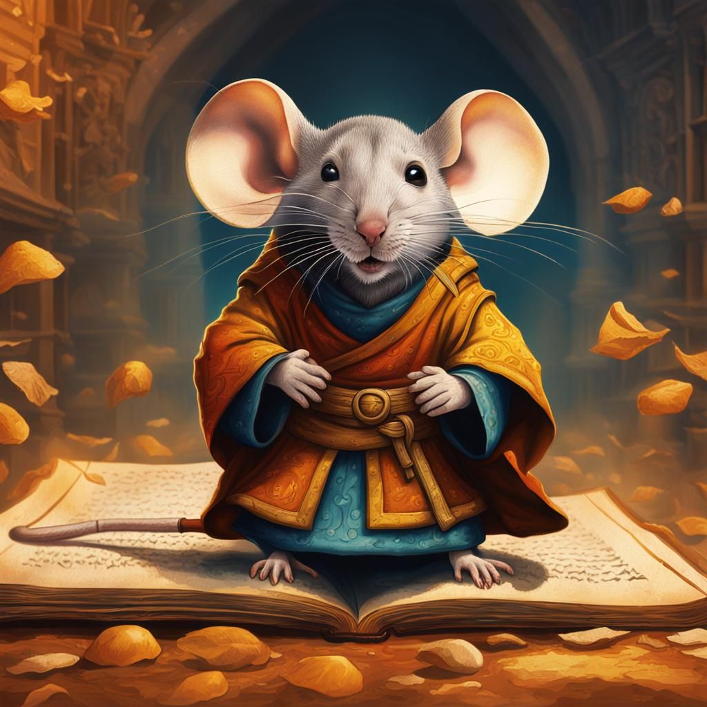 Medieval manuscript illumination of a mouse dressed as a monk - AI ...