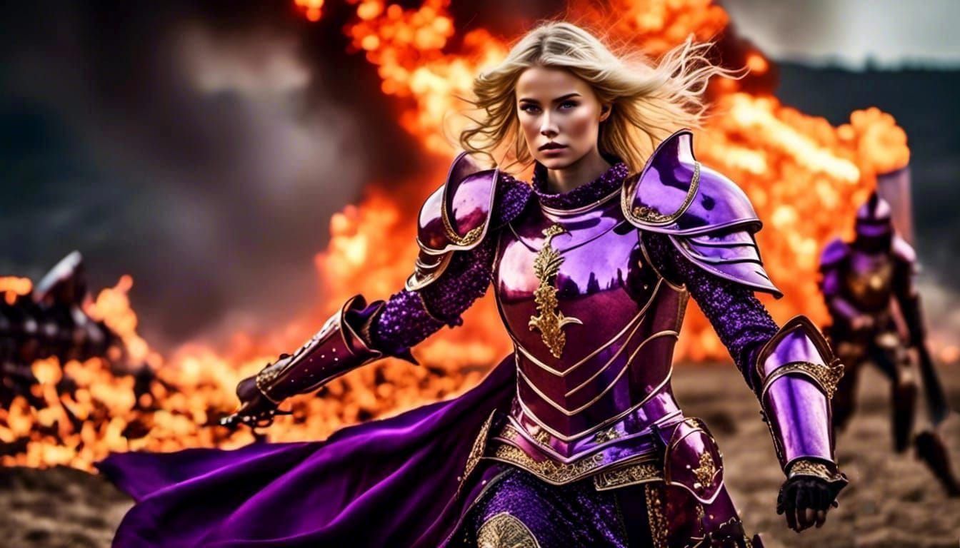 female knight in purple armor - AI Generated Artwork - NightCafe Creator