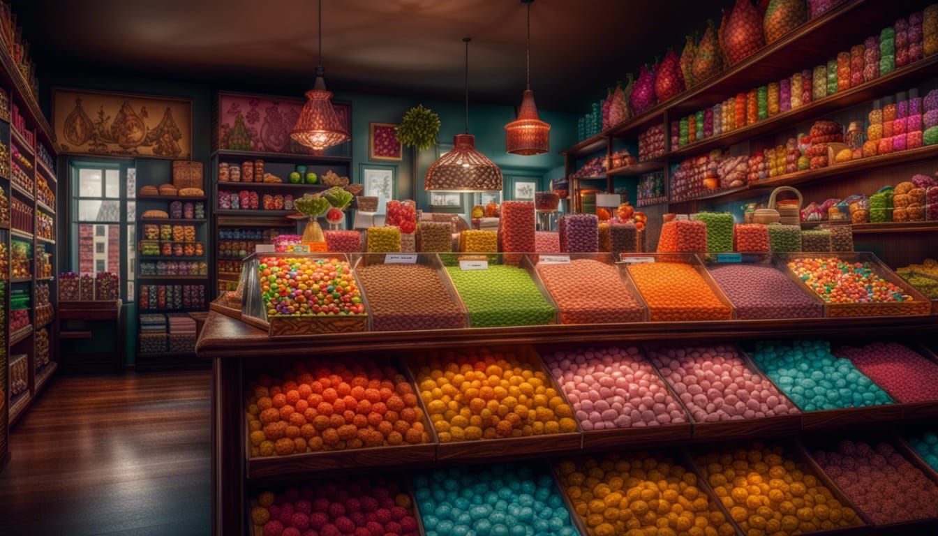 A Wondrous Candy Store - AI Generated Artwork - NightCafe Creator
