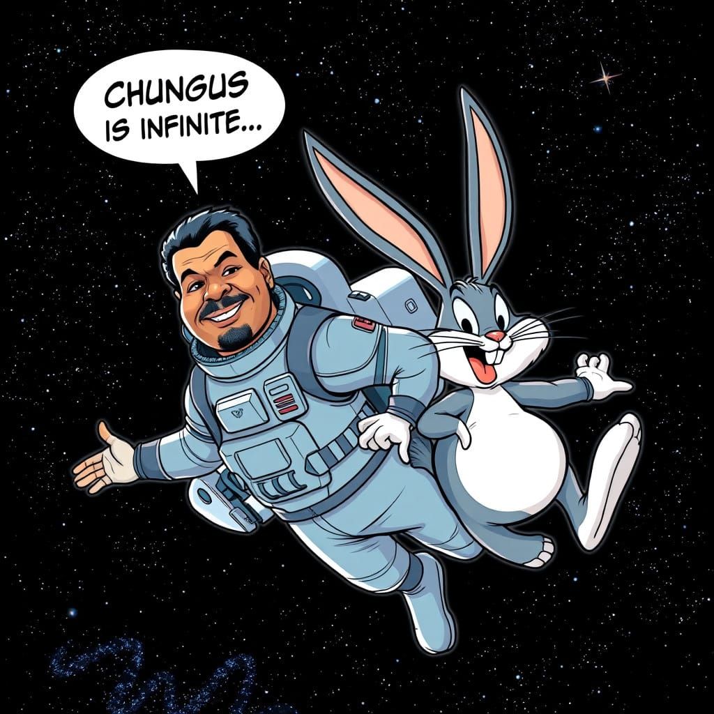 Neil deGrasse Tyson floats in space with an obese Bugs Bunny he says in ...
