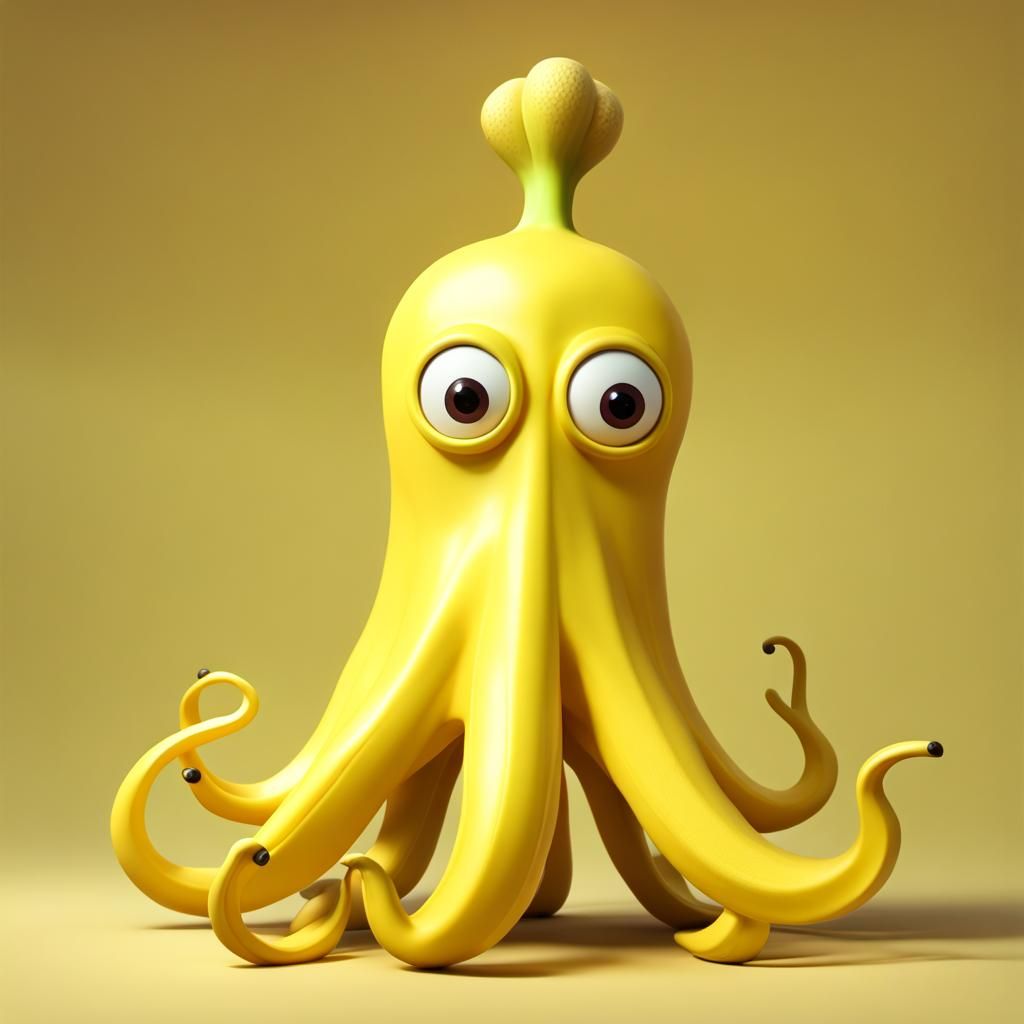 Yellow octopus banana head - AI Generated Artwork - NightCafe Creator