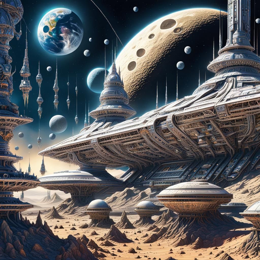 Aliens hijacking the moon - AI Generated Artwork - NightCafe Creator