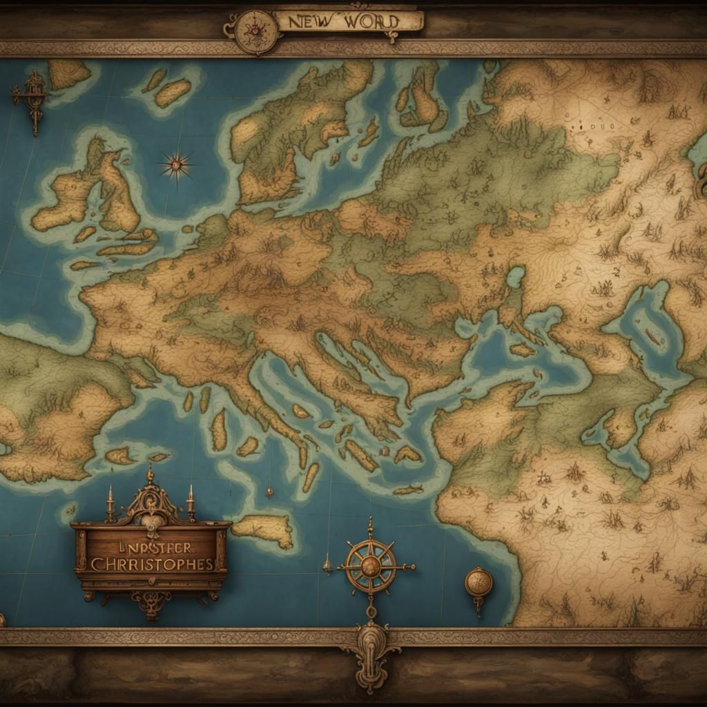 An old fashioned late medieval map of the New World during the time of ...