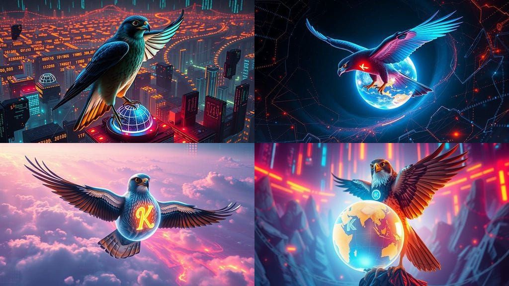 Falcon in Cyberpunk Fantasy with Illuminated K and... - AI Art