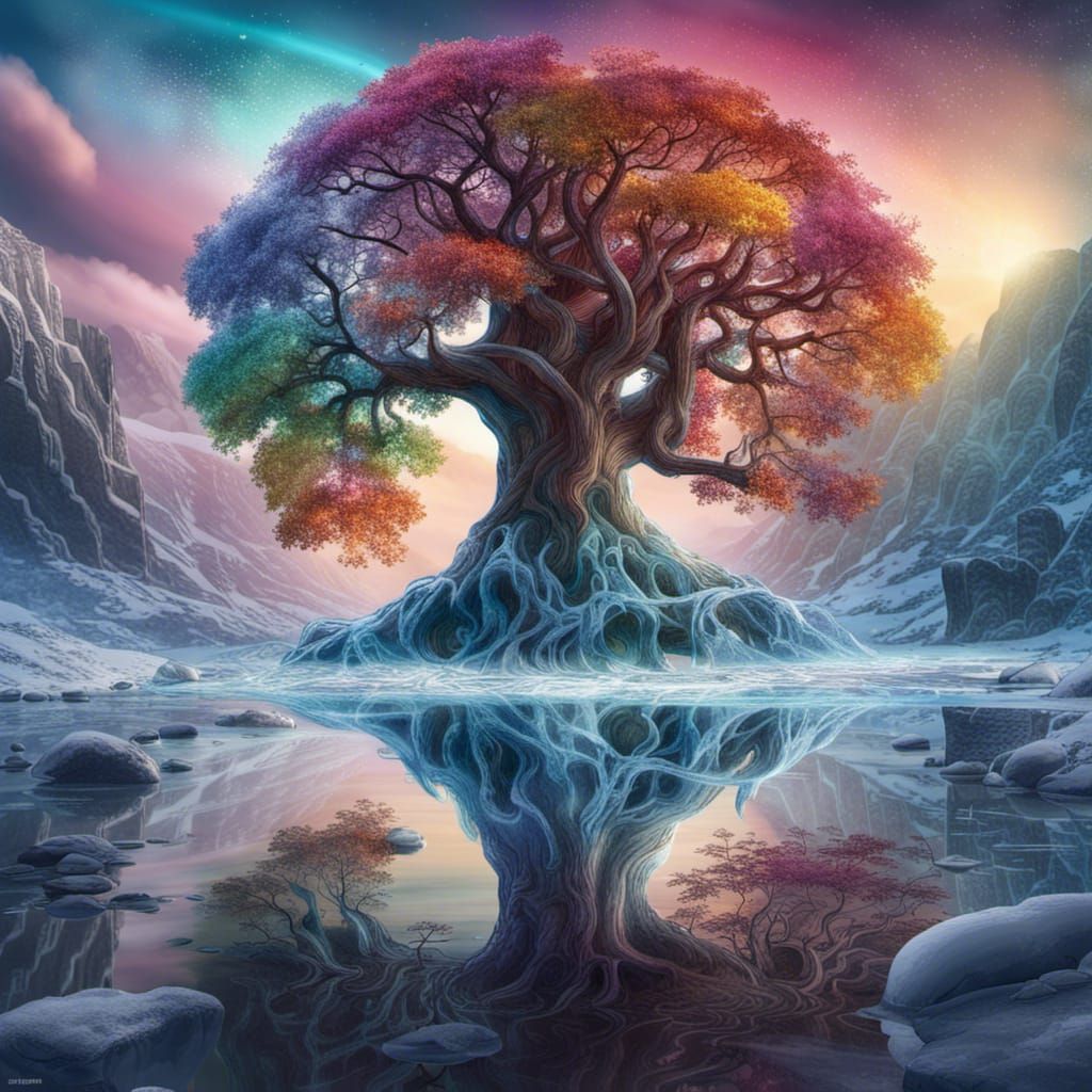 beautiful tree of life with rainows - AI Generated Artwork - NightCafe ...