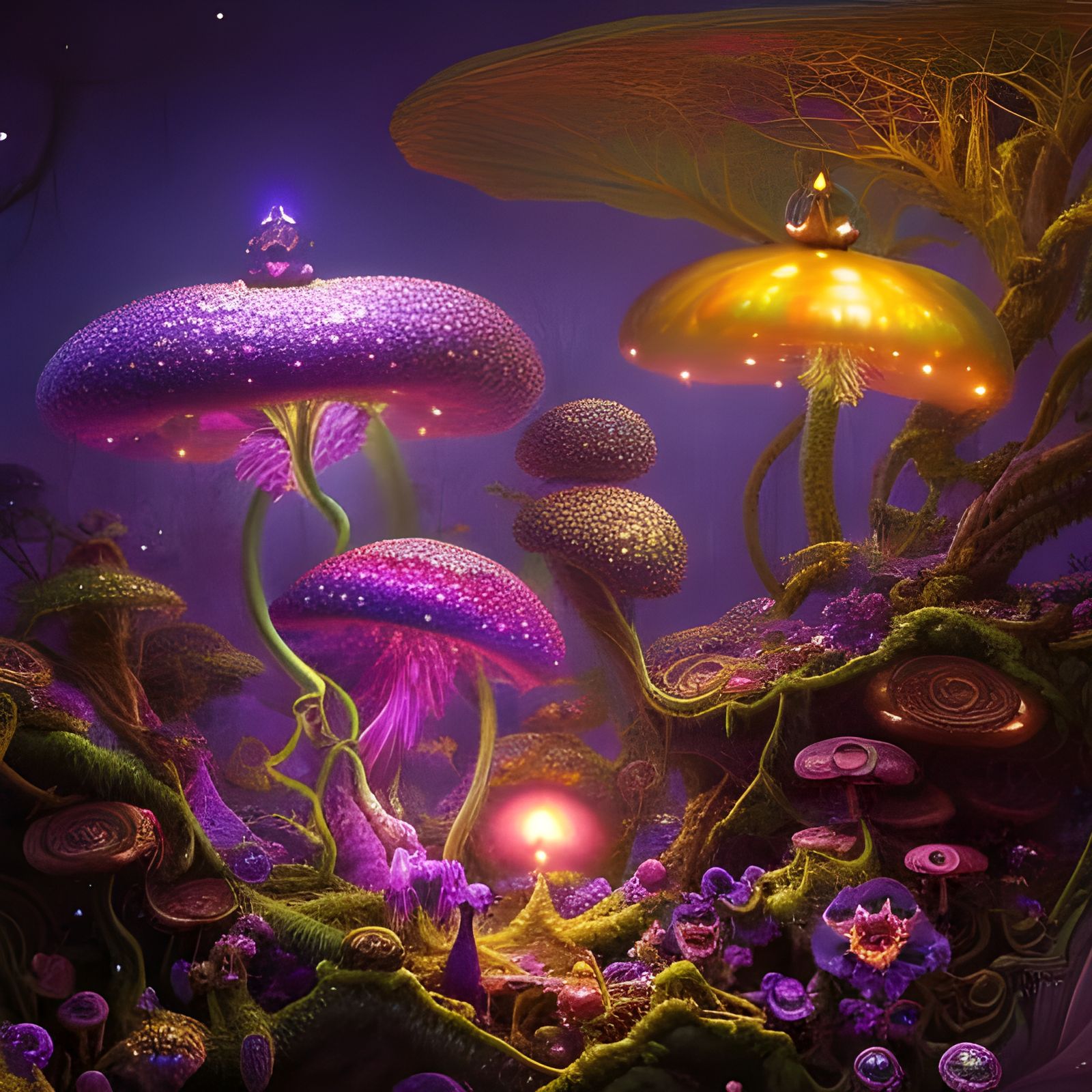 alien garden with galactic mushrooms - AI Generated Artwork - NightCafe ...