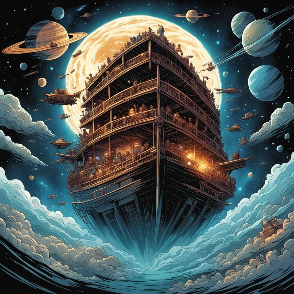 Noah's Ark floating through space - AI Generated Artwork - NightCafe ...