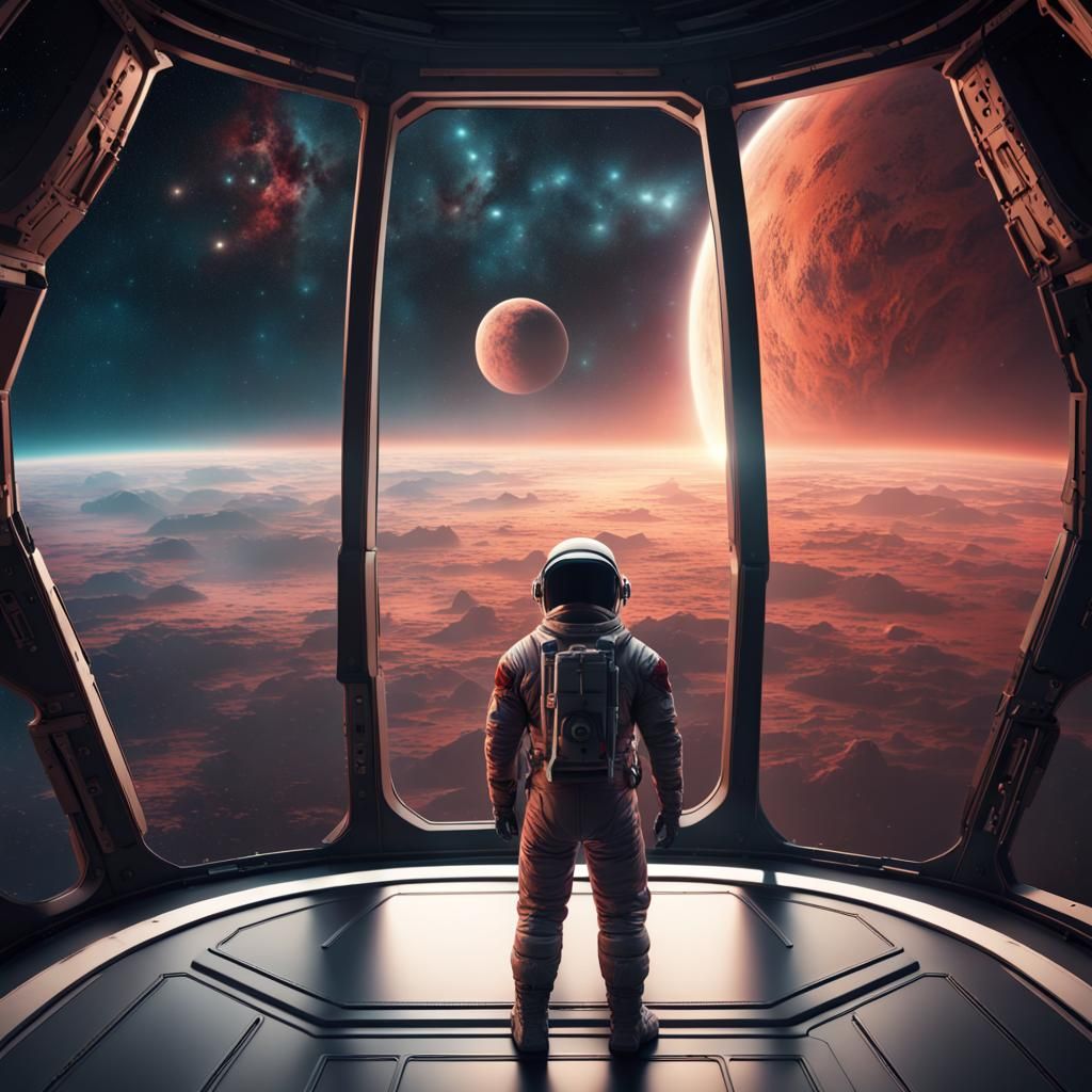 A lone astronaut gazes at a breathtaking view of a nebula - AI Generated Artwork - NightCafe Creator
