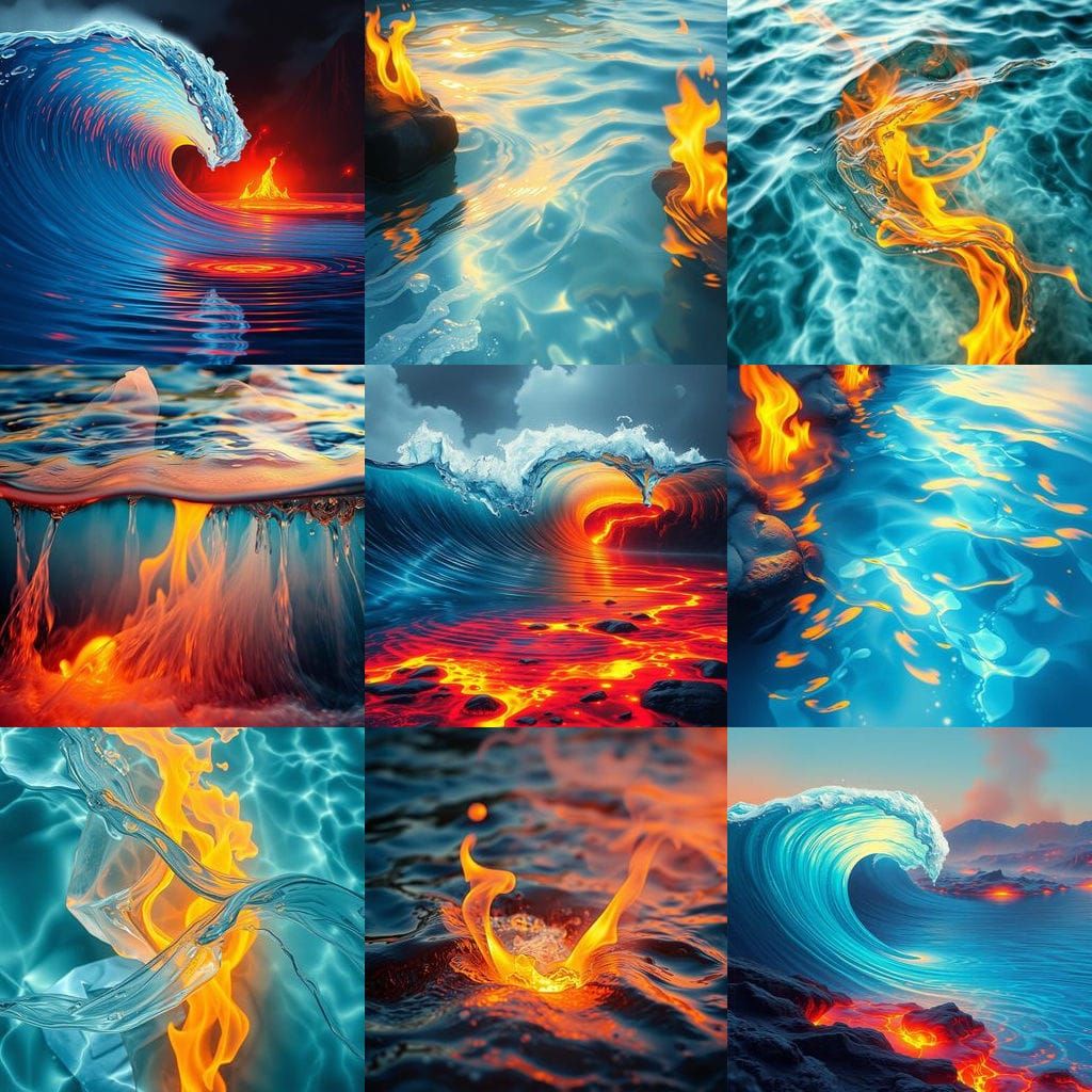 A Harmonious Union of Water and Flame - AI Art