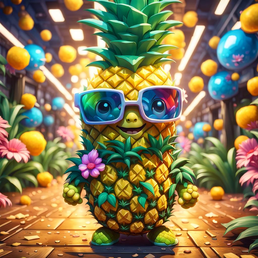 The pineapple person chibi anime photorealistic intricately detailed ...