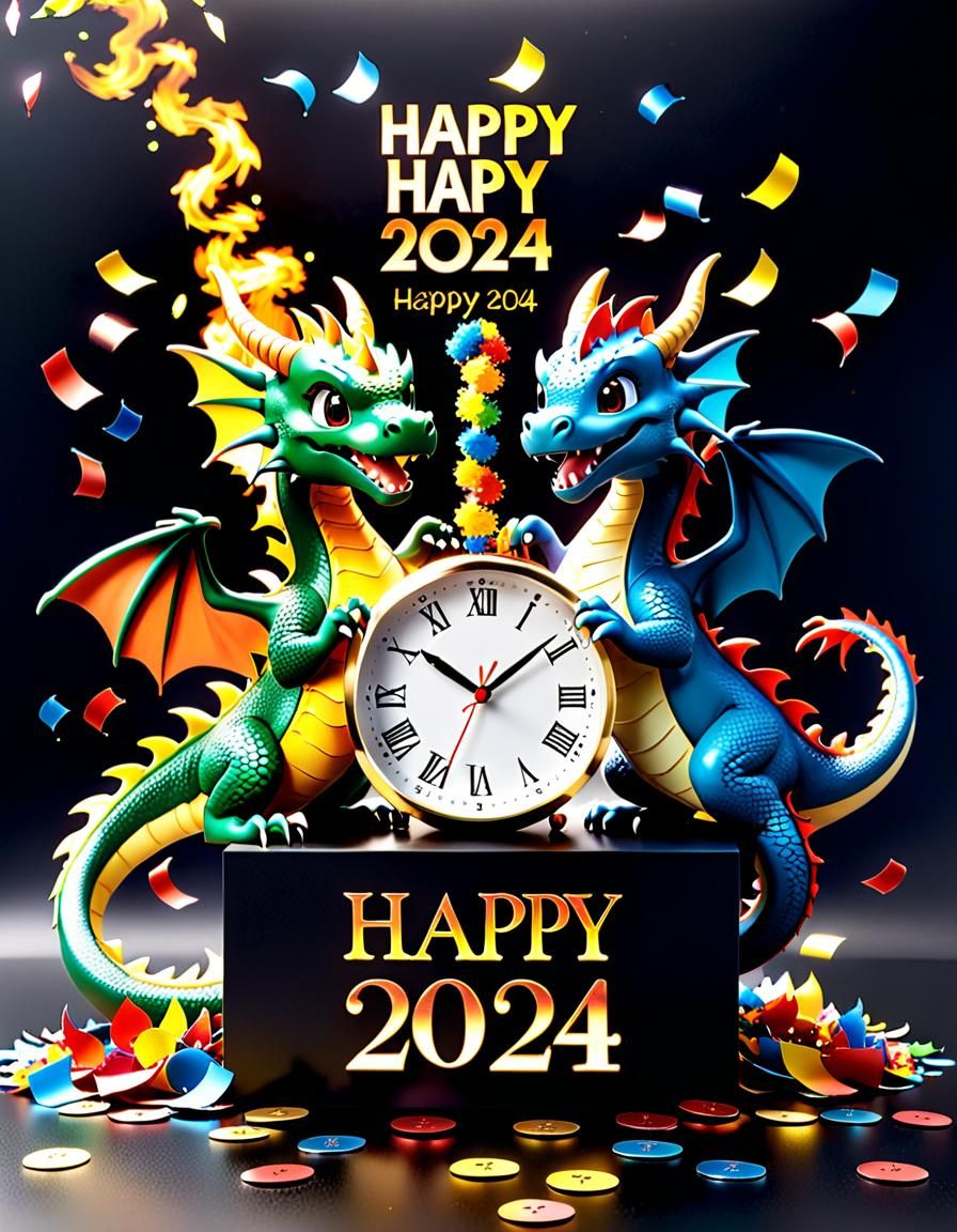 Happy 2024 Dragons - AI Generated Artwork - NightCafe Creator