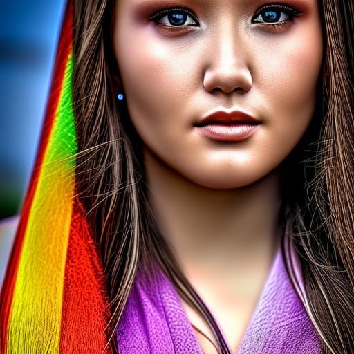Rainbow Girl! - AI Generated Artwork - NightCafe Creator
