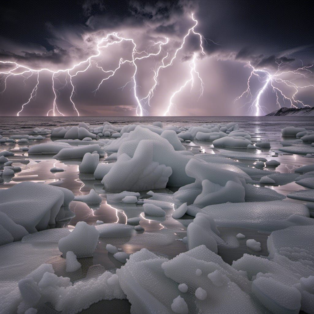A lightning storm inside ice - AI Generated Artwork - NightCafe Creator