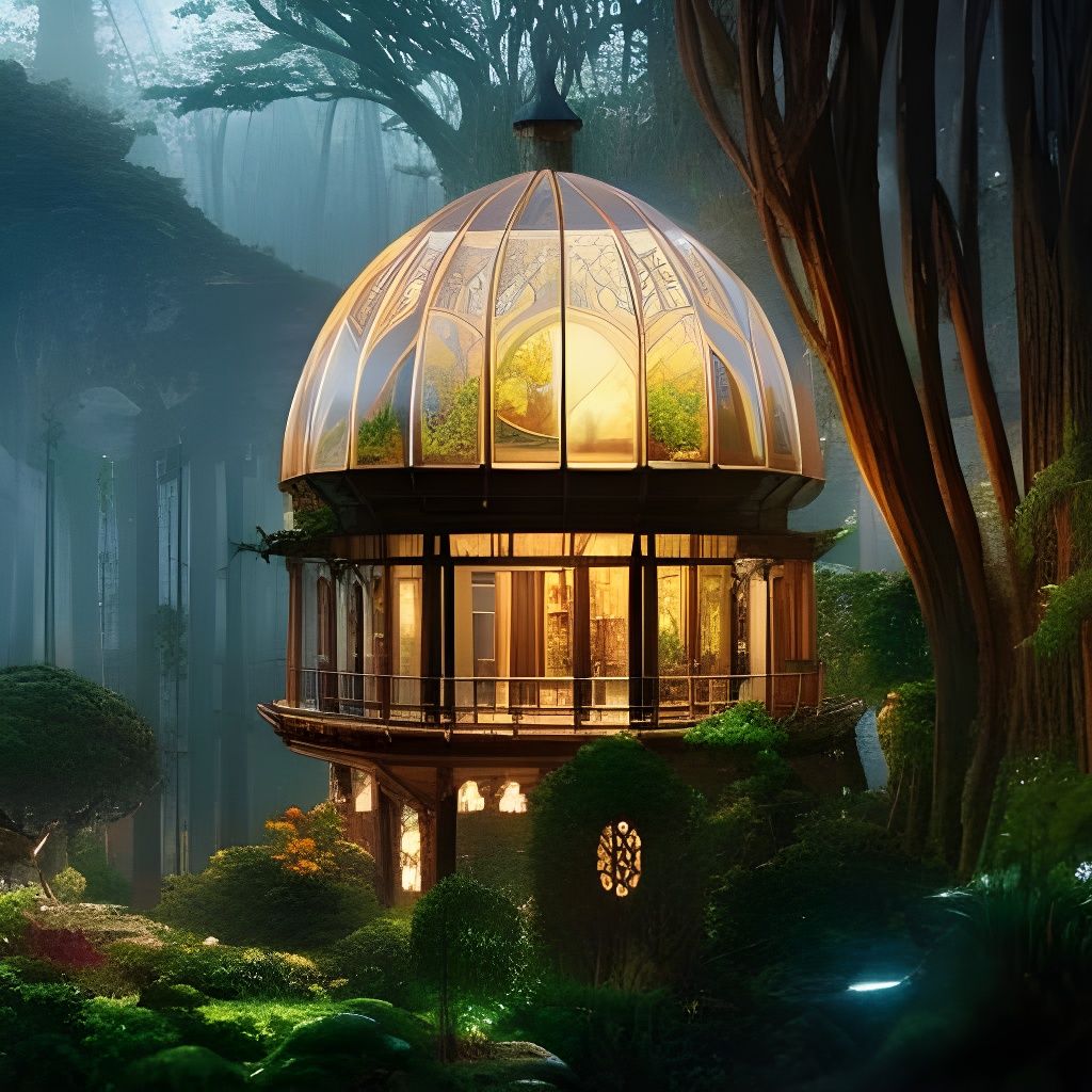 Glass elven dome tree house - AI Generated Artwork - NightCafe Creator