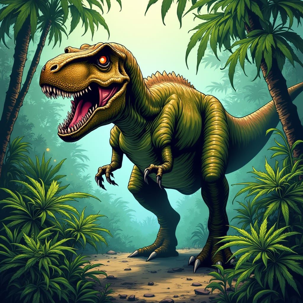 Pre flood genetics seeds - T-Rex in a Lush, 80s Comic Book...