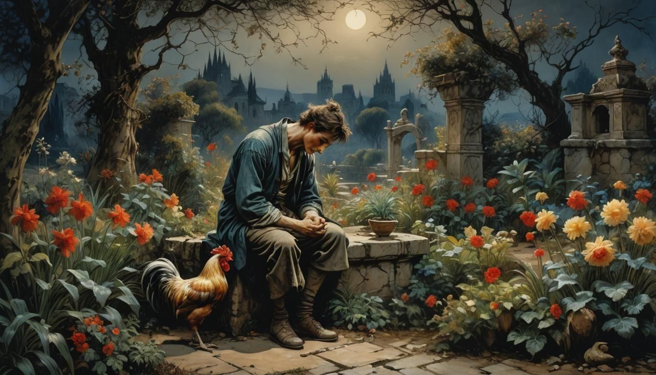 Peter and the Rooster - AI Generated Artwork - NightCafe Creator