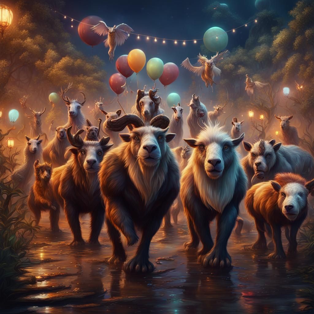 Animals going on party - AI Generated Artwork - NightCafe Creator