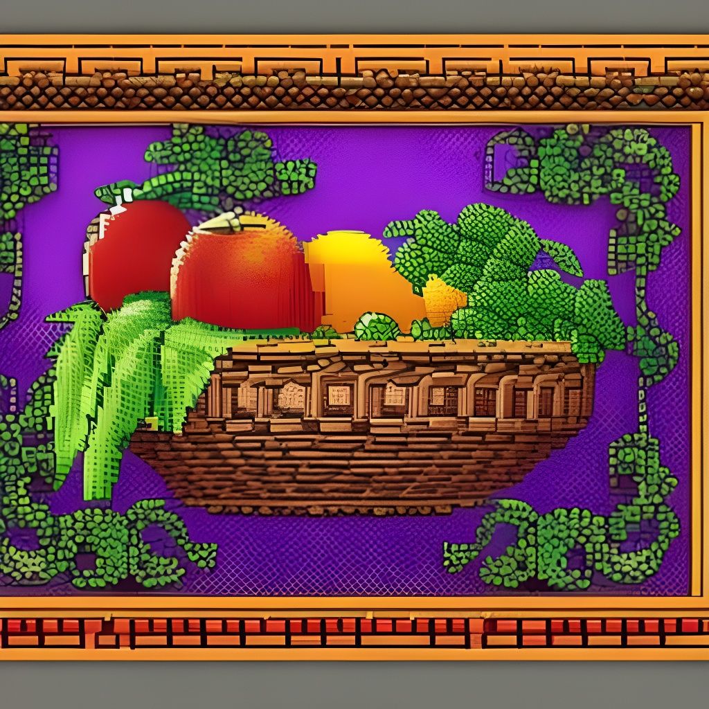 Pixel art!!!!! of a fruit basket Epic cinematic brilliant stunning ...