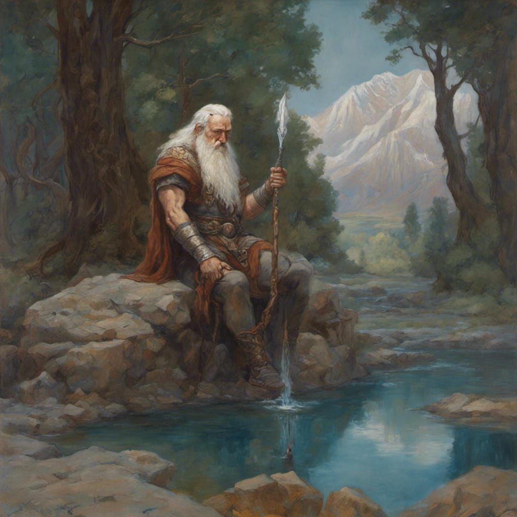 Odin at the Well of Mimir - AI Generated Artwork - NightCafe Creator