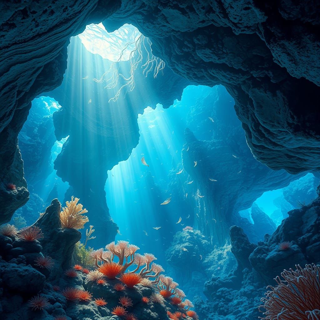 ocean caves - Surreal Ocean Caves with Iridescent Light and ...