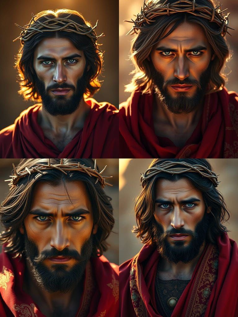 Epic Middle Eastern Jesus Figure in Scarlet Robe a... - AI Art
