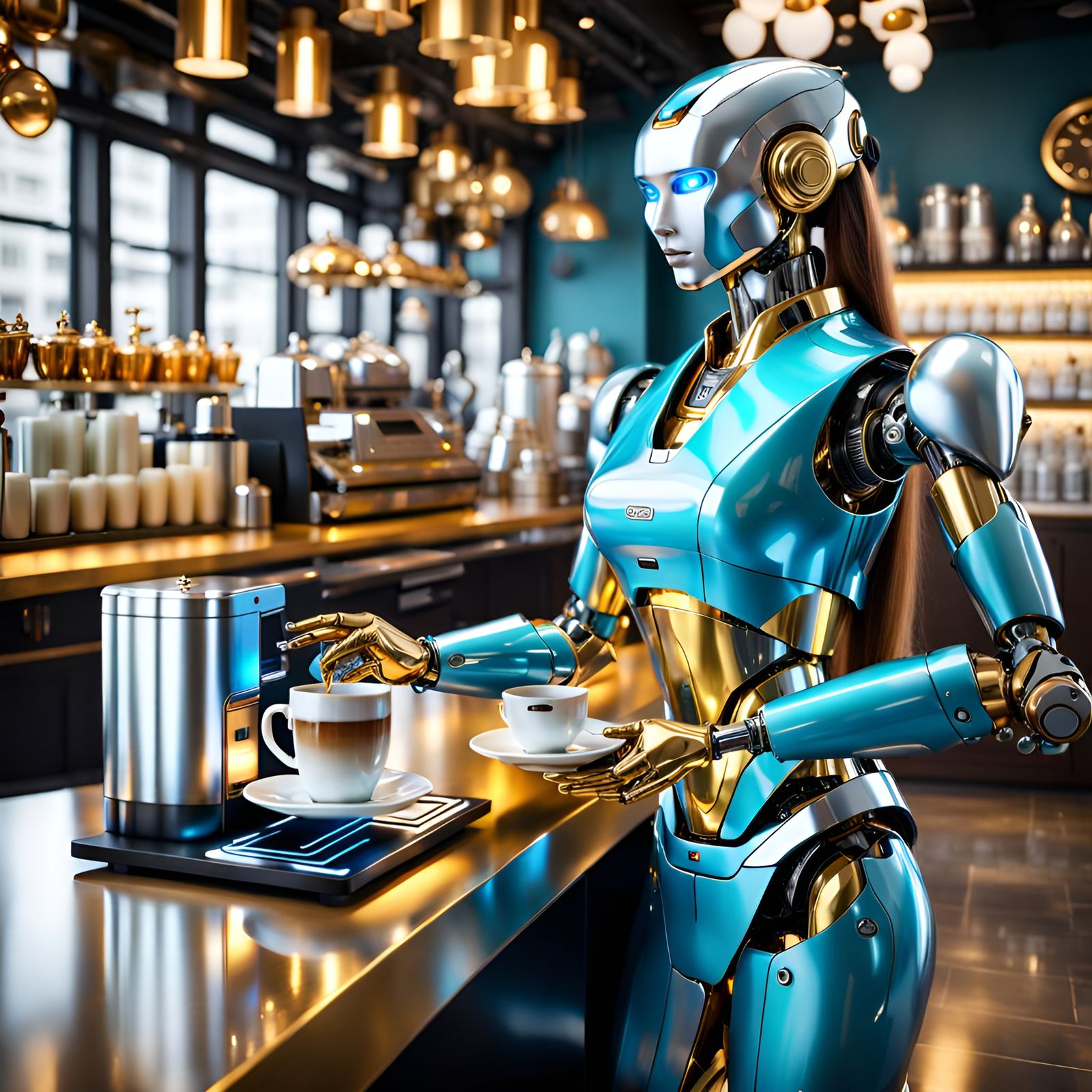Modern Female Robot Butler