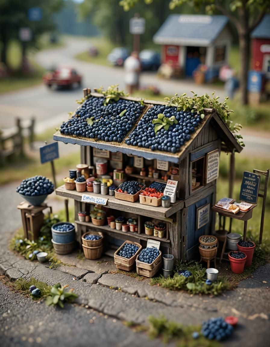 A miniature roadside blueberry stand - AI Generated Artwork - NightCafe ...