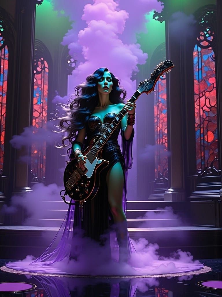 Dark Magic Guitarist Performs in Hypnotic Strobe-L... - AI Art