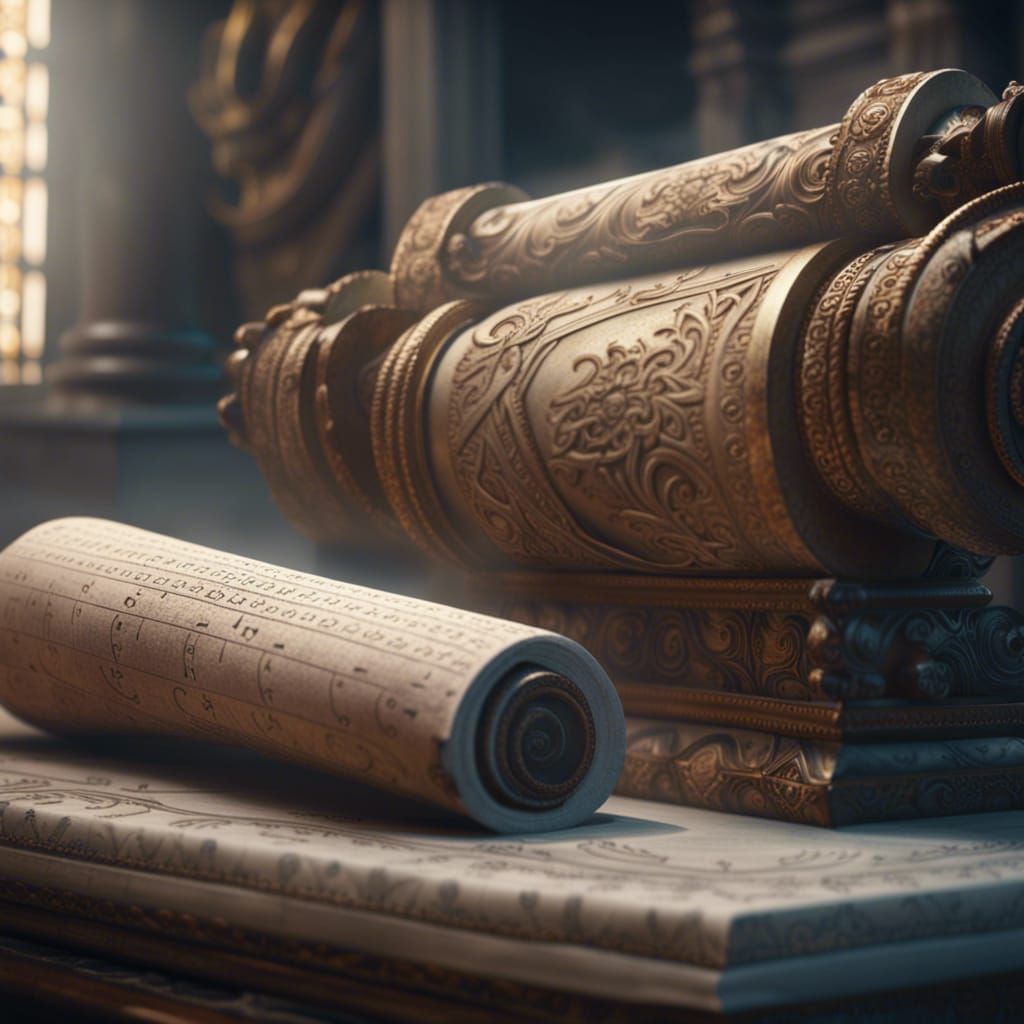 ancient scroll near a marble statue - AI Generated Artwork - NightCafe ...