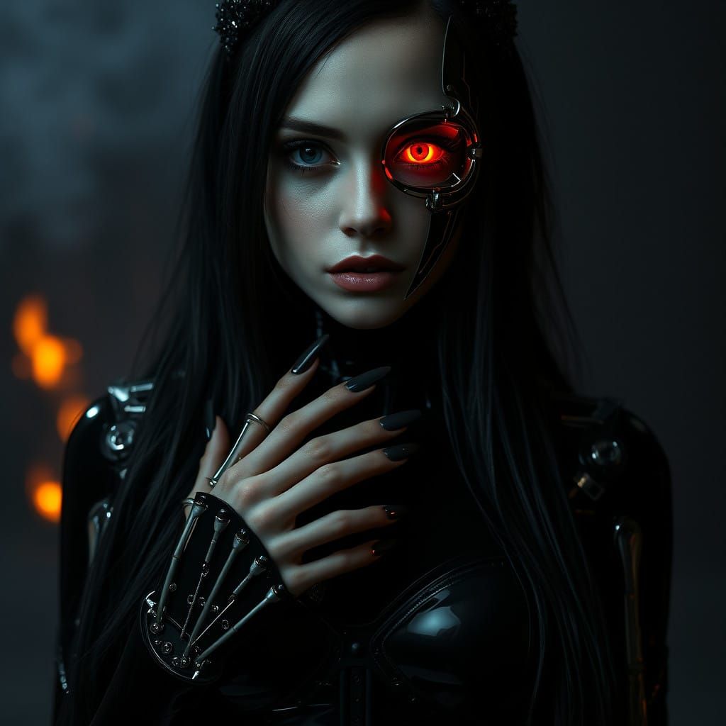 Gothic Terminator Woman in Hauntingly Beautiful Fu... - AI Art