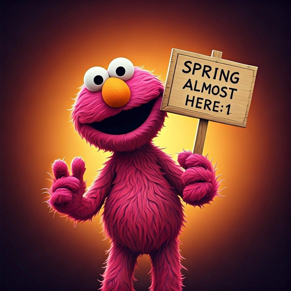 Elmo Celebrates Spring in Vibrant 3D Digital Art - AI Art