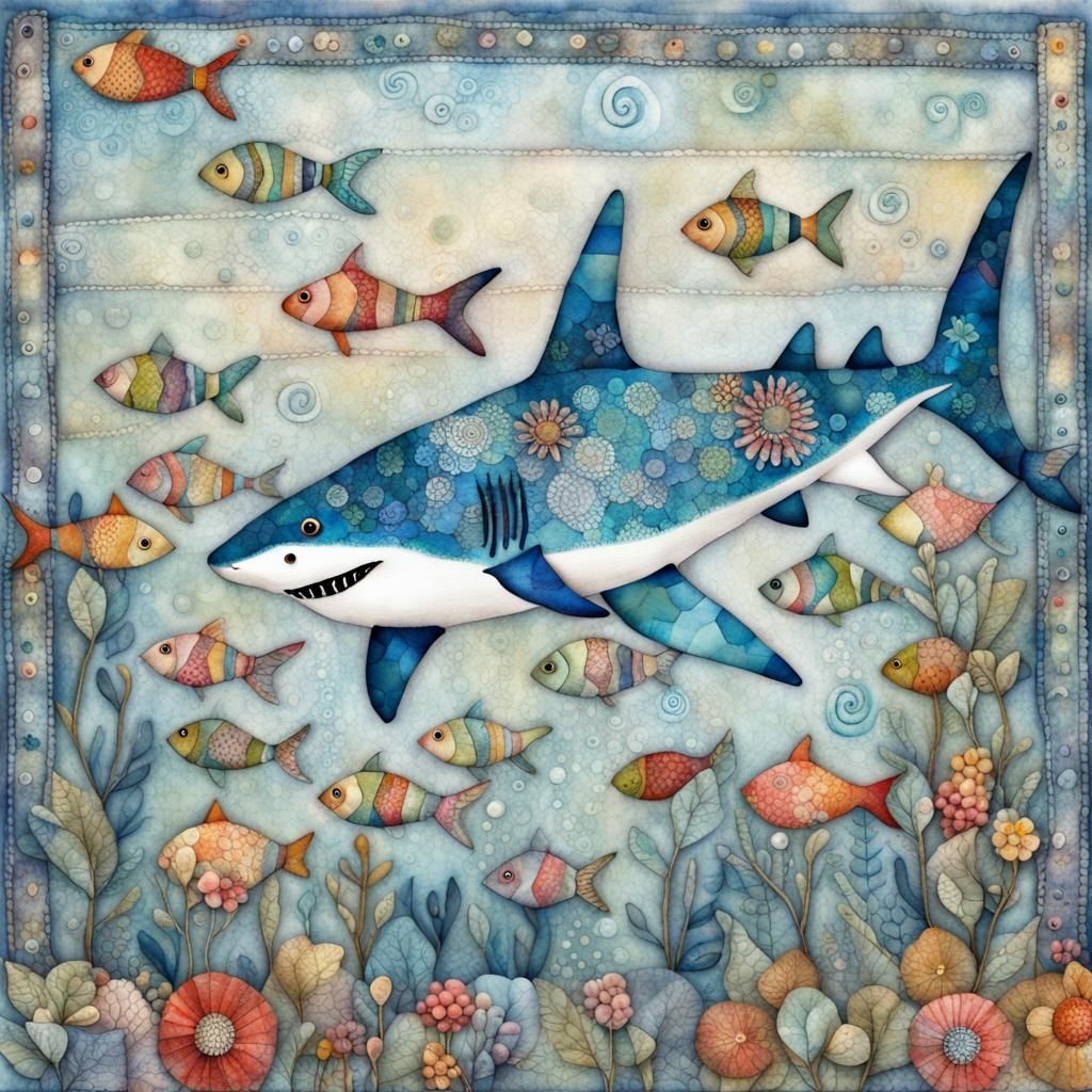 Beautiful shark patchwork - AI Generated Artwork - NightCafe Creator