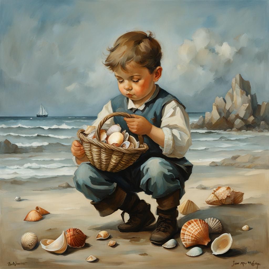 COLLECTING SEASHELLS - AI Generated Artwork - NightCafe Creator