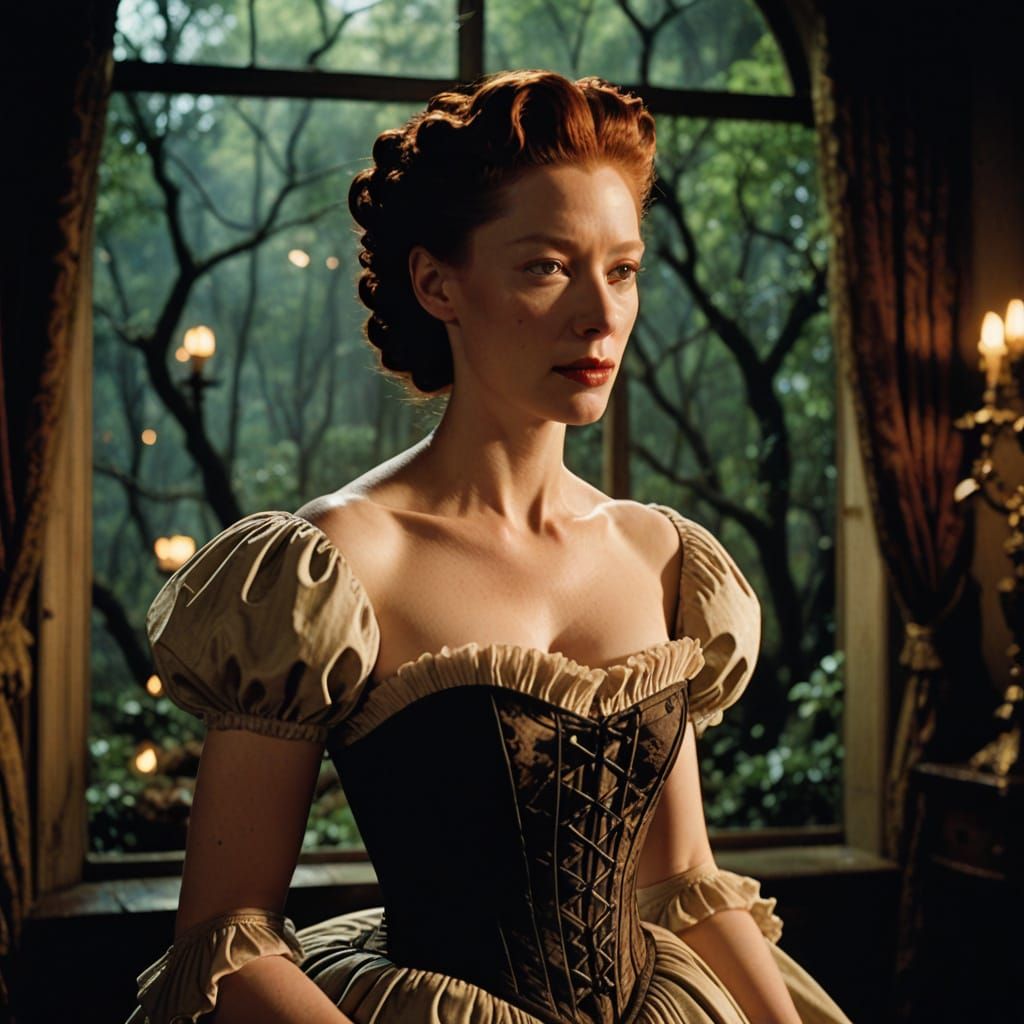 Vintage Glamour: Tilda Swinton as Scarlett O'Hara - AI Art
