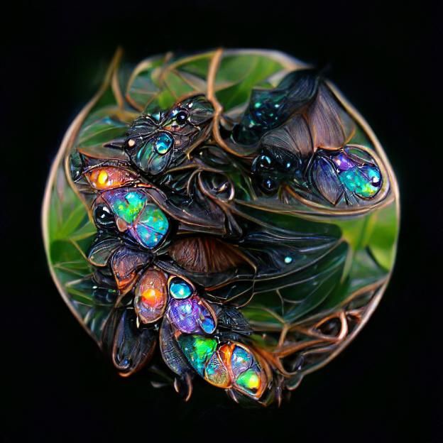 Black Fire Opal Button 6 - AI Generated Artwork - NightCafe Creator