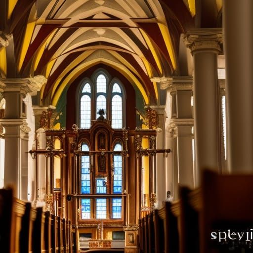The interior of a 17th century Dutch Protestant church - AI Generated ...