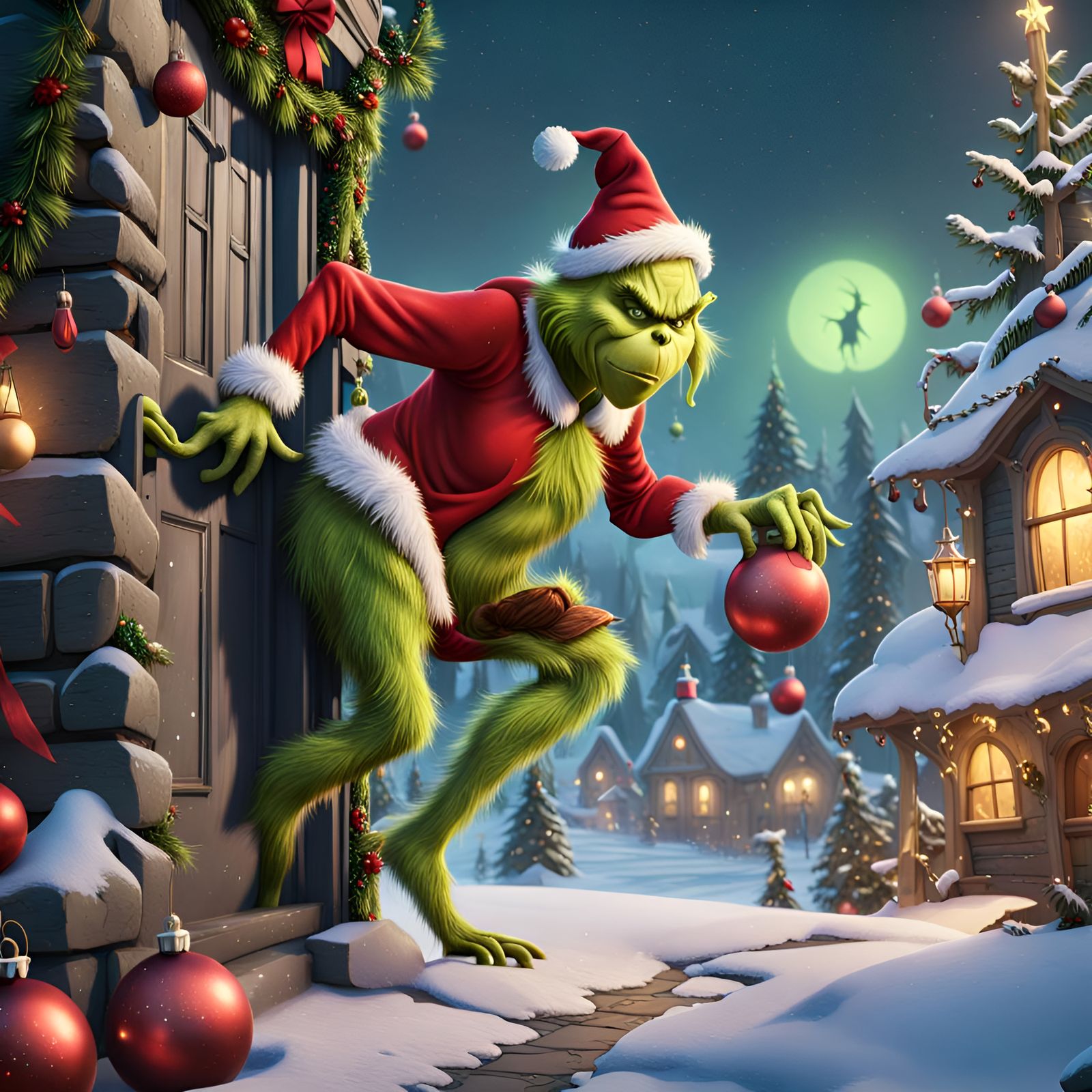 The Grinch stealing Christmas - AI Generated Artwork - NightCafe Creator
