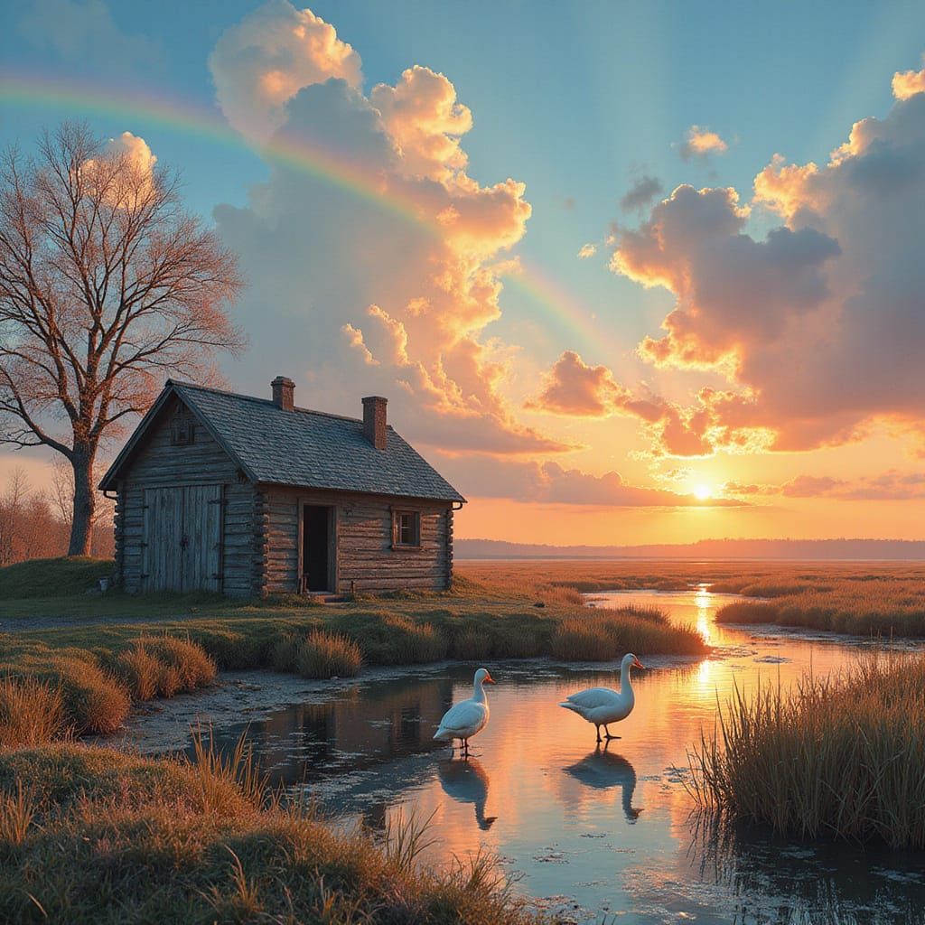 A rustic, wooden shack by the water's edge