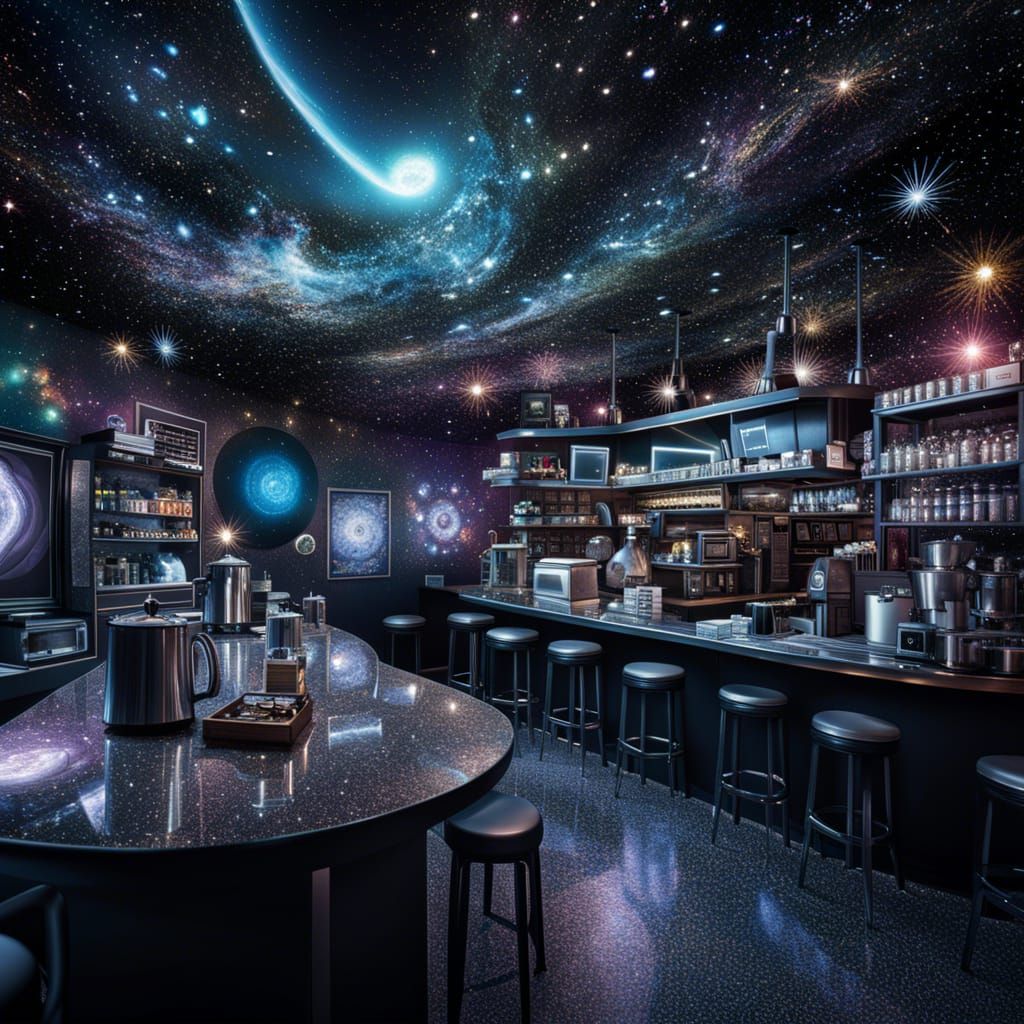 Coffee Shop in Space - AI Generated Artwork - NightCafe Creator
