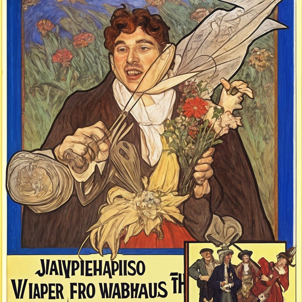 Surreal Flying Vampires Billboard in Art Nouveau S... - AI Art