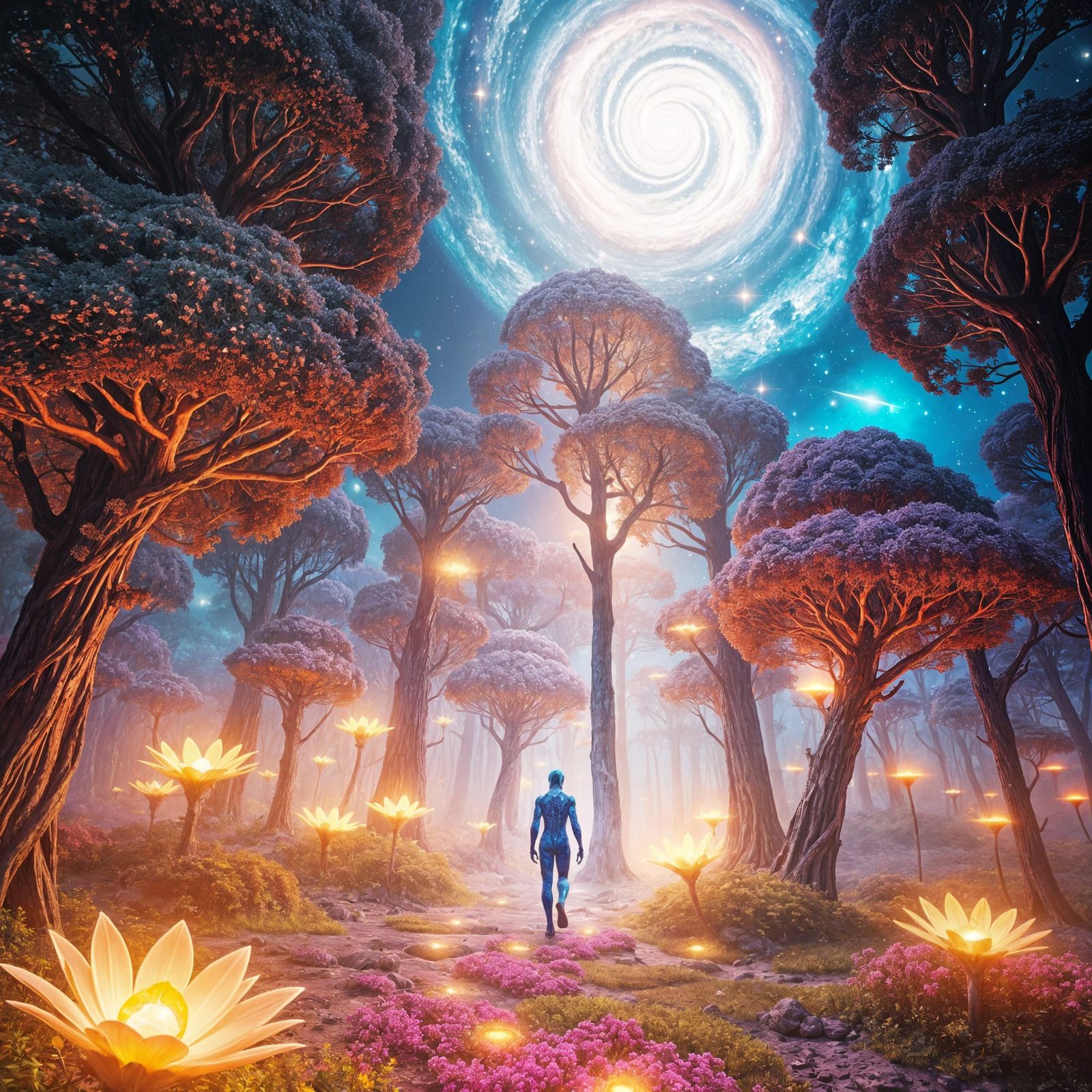 Stardust Human Embarks on Cosmic Odyssey in Vibran... - AI Art