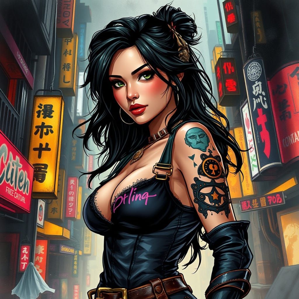 A tanned, Filipina fantasy character with perfect anatomy, inspired by Disney, emerges from a ...