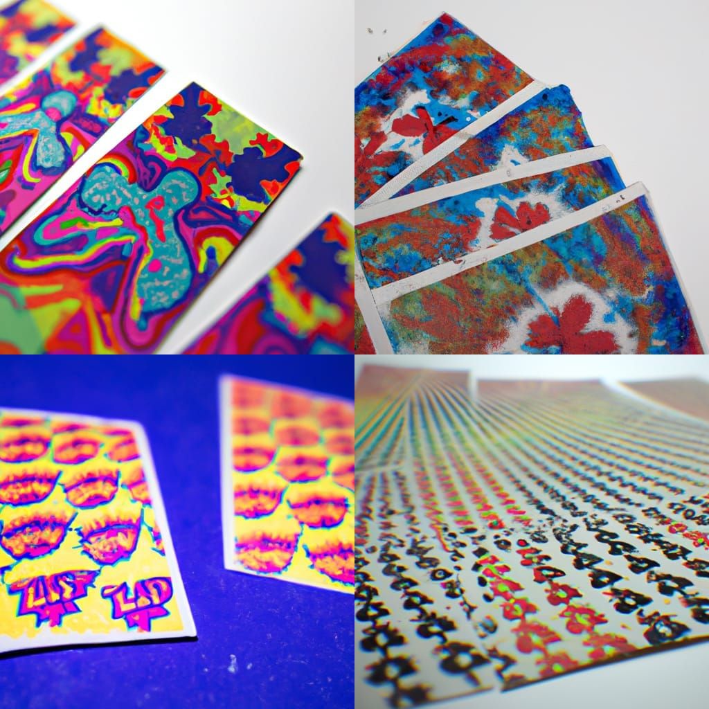 Tabs of LSD paper print blotter - AI Generated Artwork - NightCafe Creator