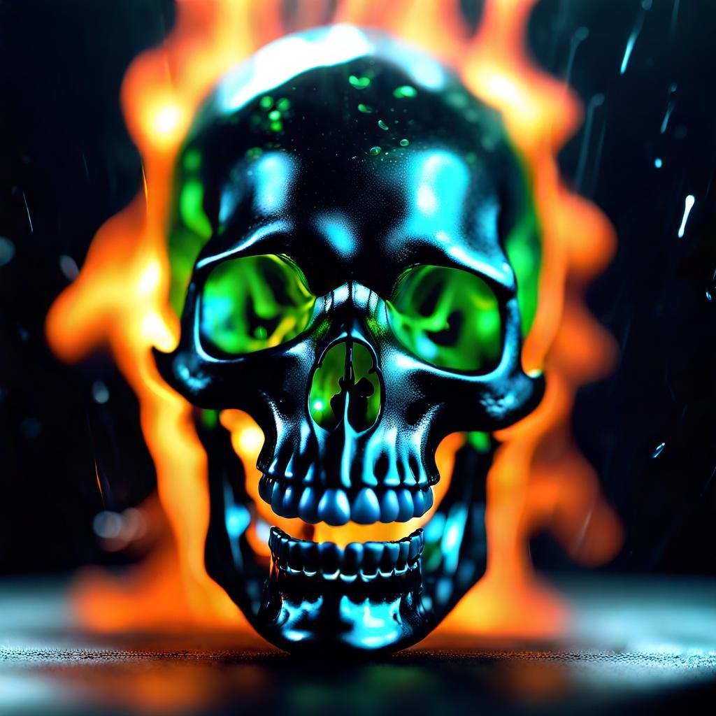 Macro shot of electric plasma translucent Flaming skull, Smoking Hidden ...