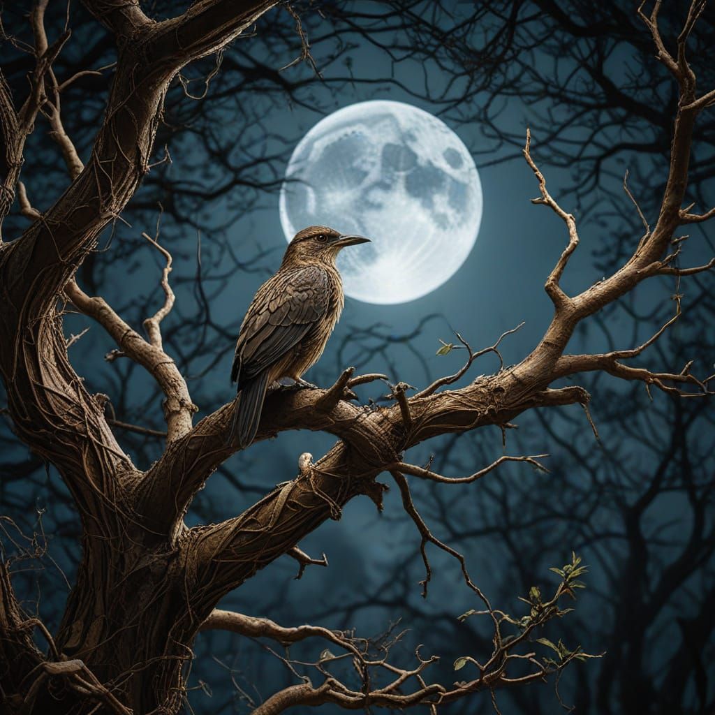 Mystical Forest Scene with Miracle Bird, Cinematic... - AI Art