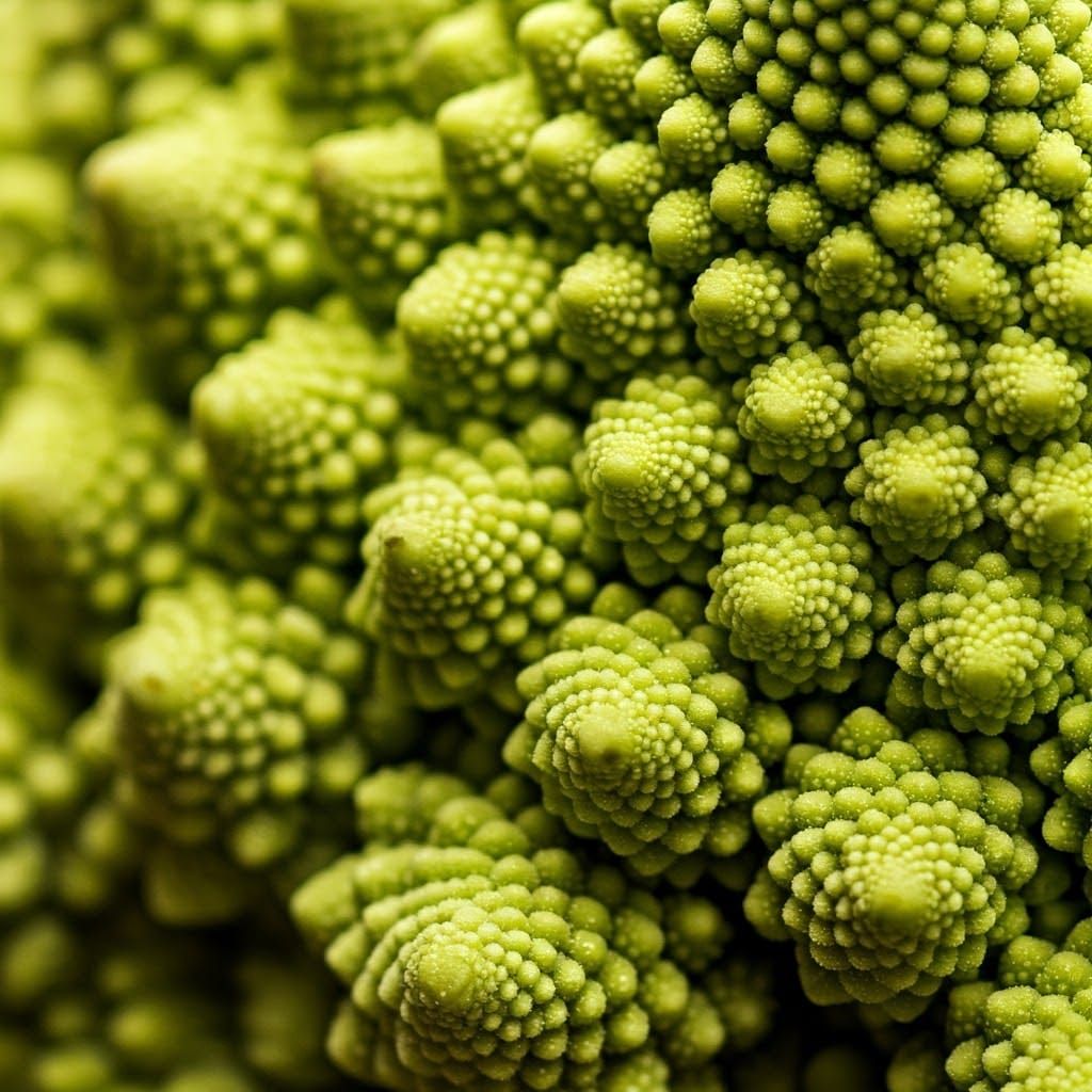 Romanesco geometry - Emerald Fractal Broccoli Blooms in Clos...