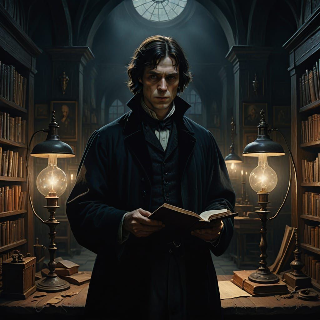 Ethereal Vampire Confronts Ancient Secrets in a Ha... - AI Art